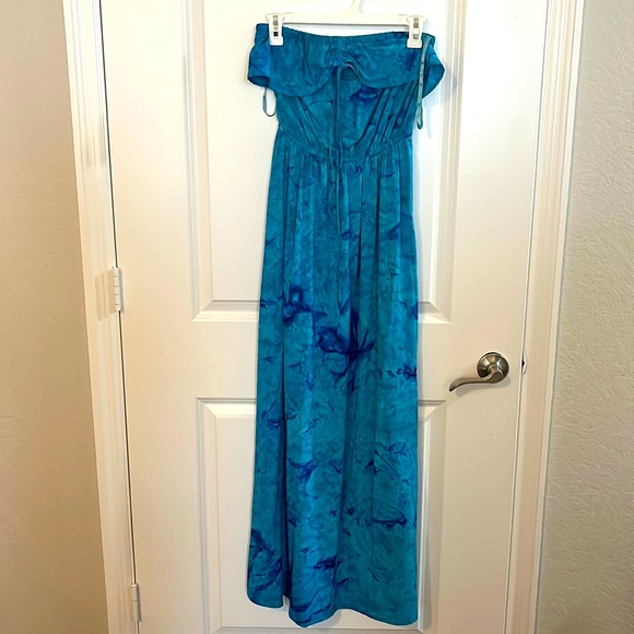 Dresses | Maxi Blue Tie Die Dress Size Small | Poshmark